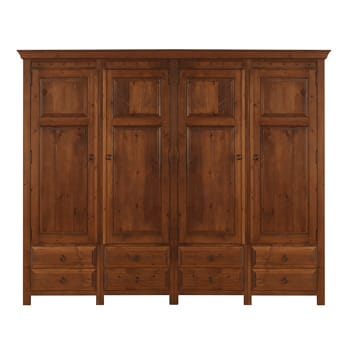 4 Door Wardrobe with 8 Drawers in Solid Wood | Revival Beds