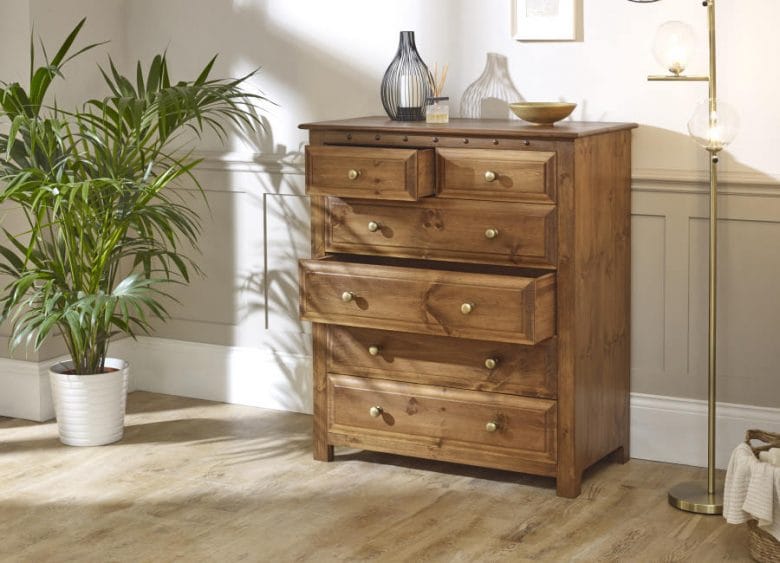 Handcrafted 2 Over 4 Chest of Drawers in Solid Wood and Oak